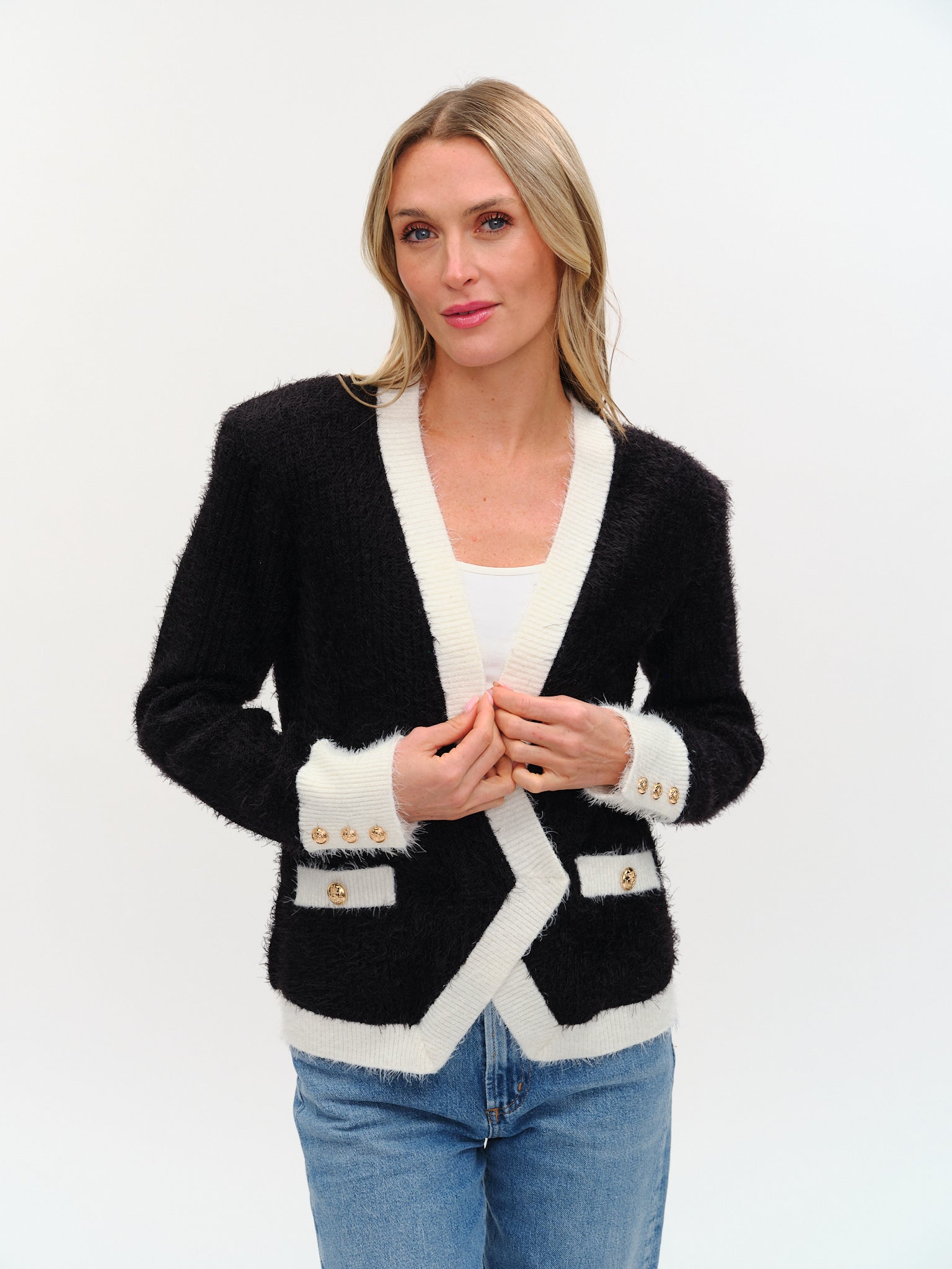 liv cardigan [black & white] – Six Fifty Clothing
